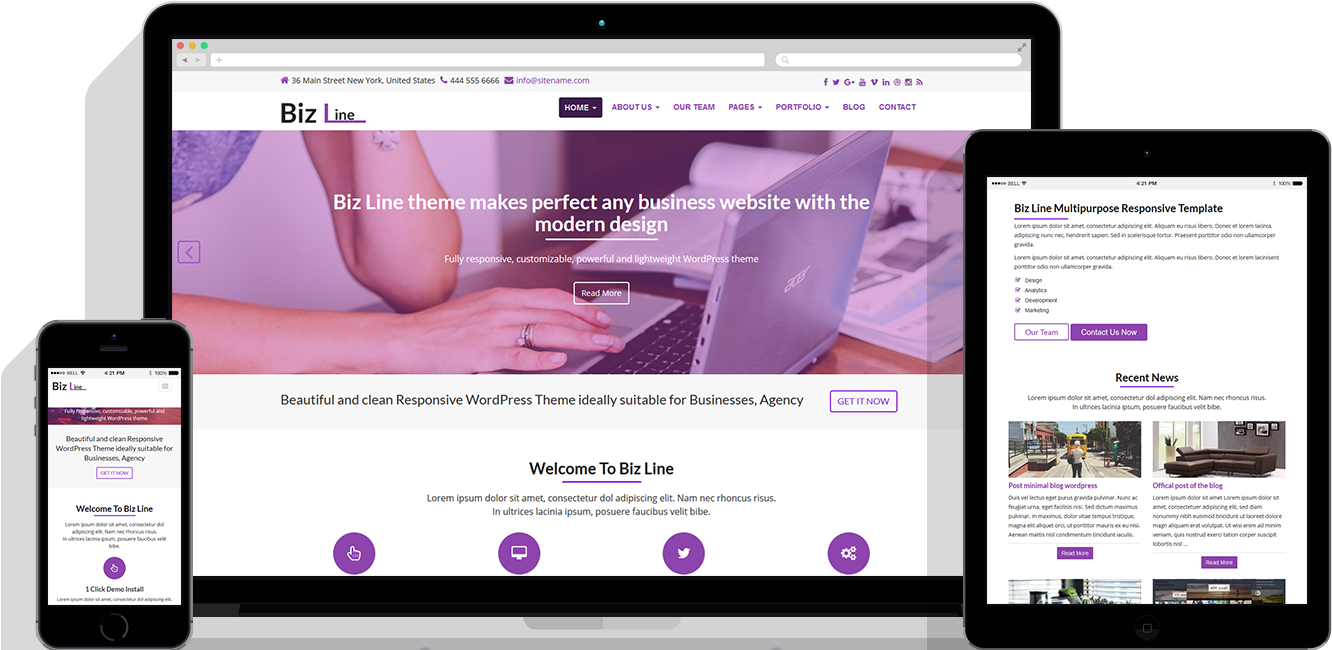 Download Biz Line Themes Wordpress Rwd Bootstrap PNG Image with No ...