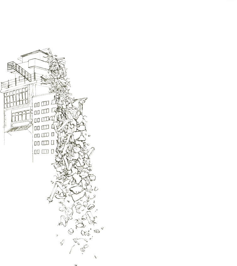Download Ink Drawing Of Building Falling Into Rubble - Sketch PNG Image ...