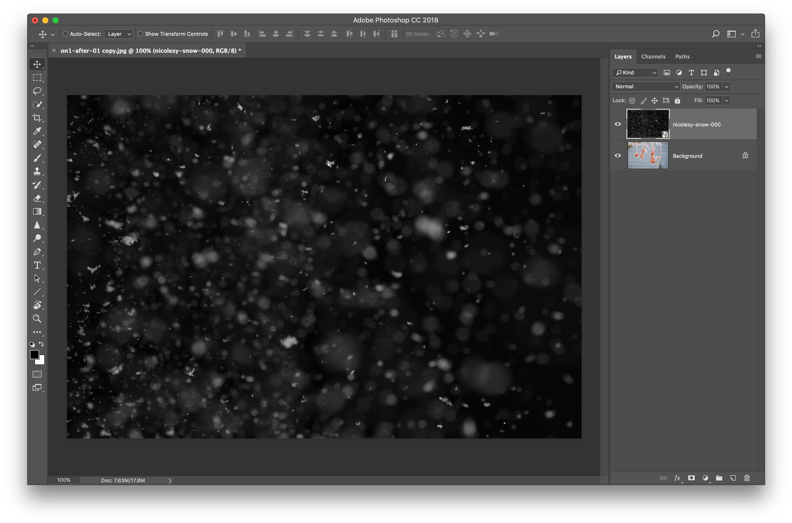 Resize The Snow Overlay So That It Fits The Entire - Photoshop Layer ...