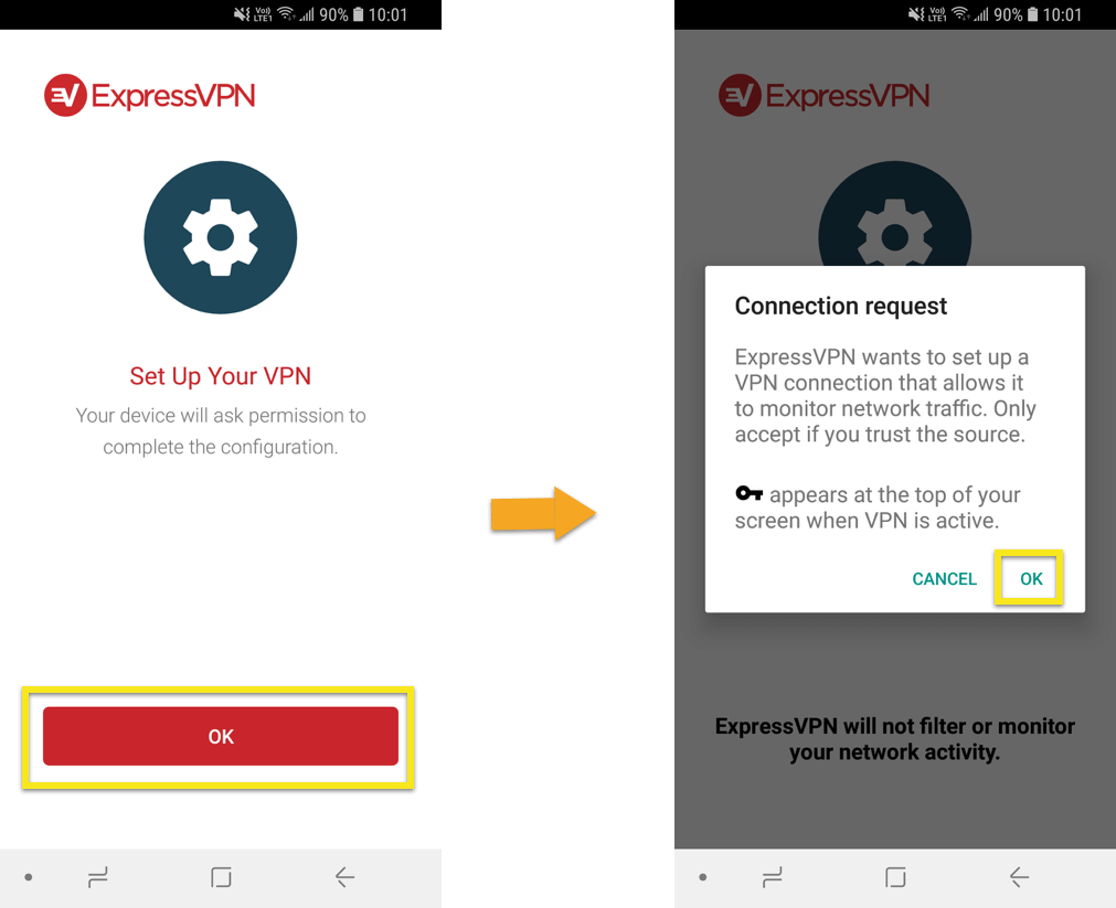 Download Expressvpn Setup And Connection Request Screens With PNG Image ...