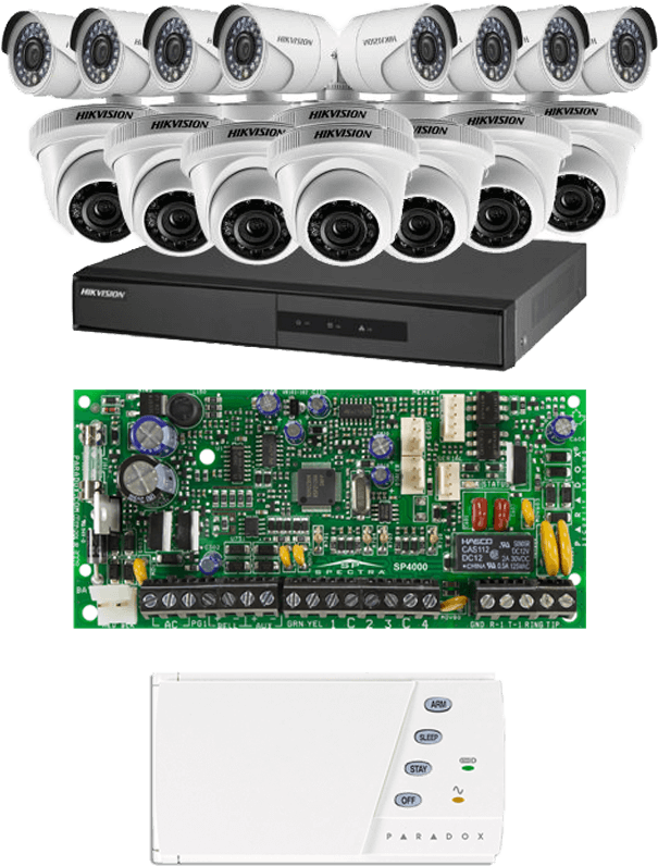 16 Channel Hikvision Cctv With 4 Zones Burglar Alarm - Paradox Sp4000 ...