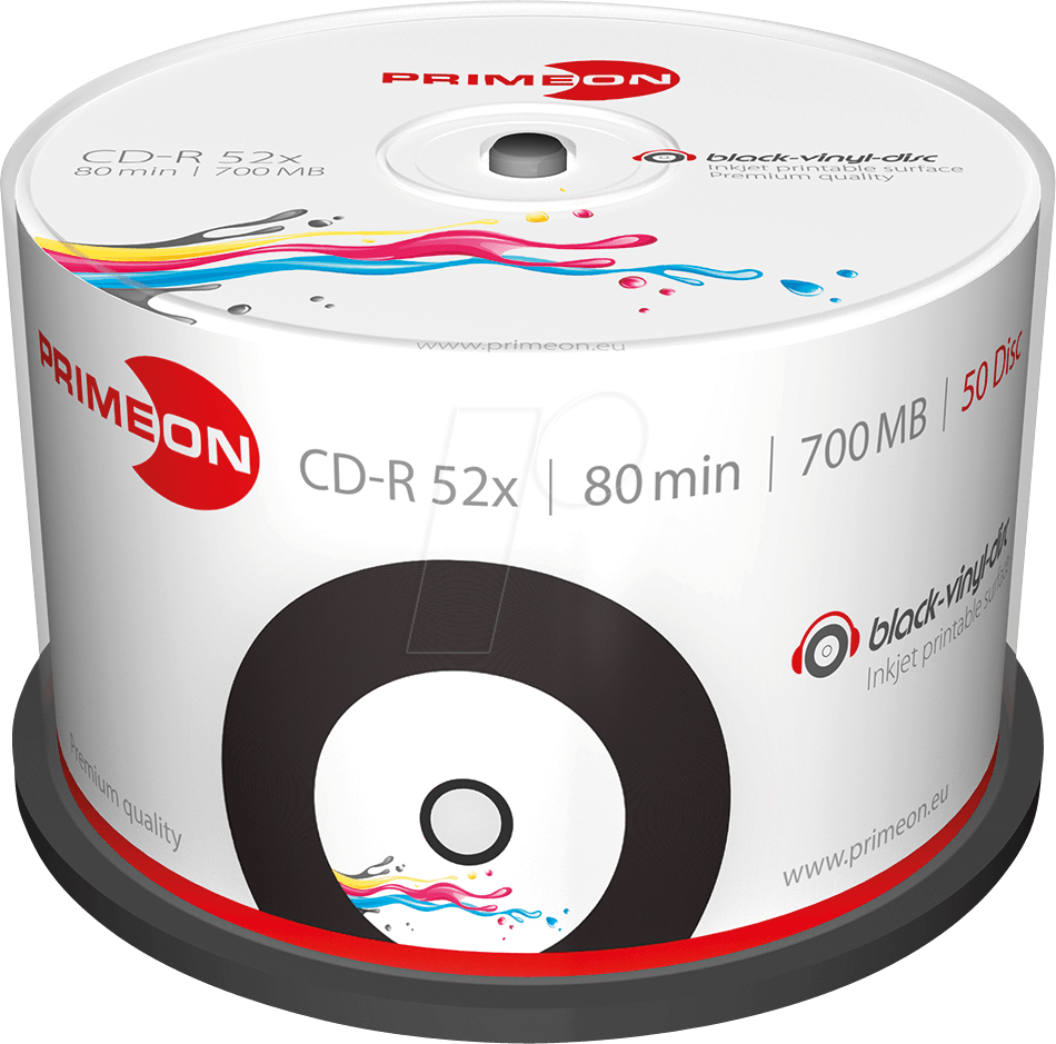 Download Cd-r 80min/700mb, 50 Pcs Cakebox Primeon - Cd-r PNG Image with ...