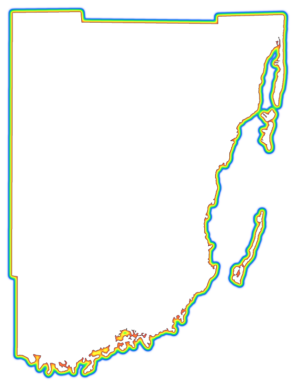 A Rainbow Outline Around A Map Of Miami-dade - Free Transparent PNG ...
