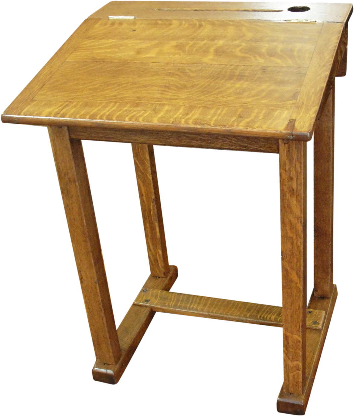 Vintage Oak School Desk Converts From Flat To Slant - Wooden School ...