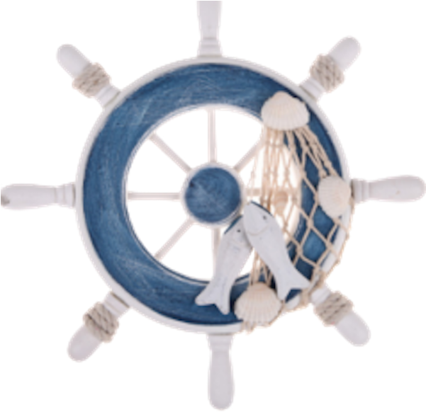 Download Blue Nautical Ship Wheel - Sodial 9"beach Wooden Boat Ship ...