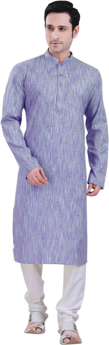 Men's Poly Cotton Blue Kurta With Churidar - Formal Wear - Free ...