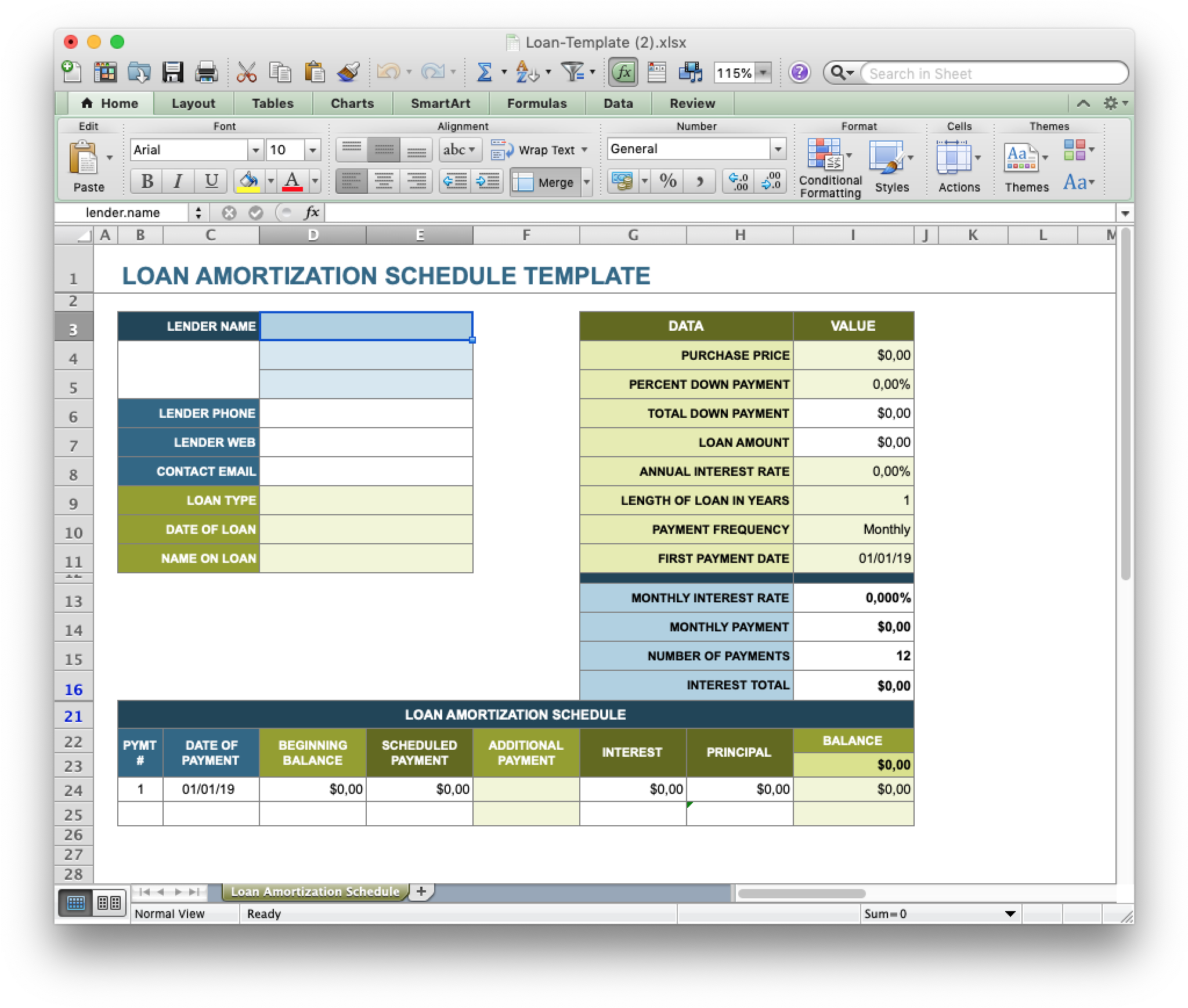 Download Excel Loan Template 1 - Office 2011 PNG Image with No ...