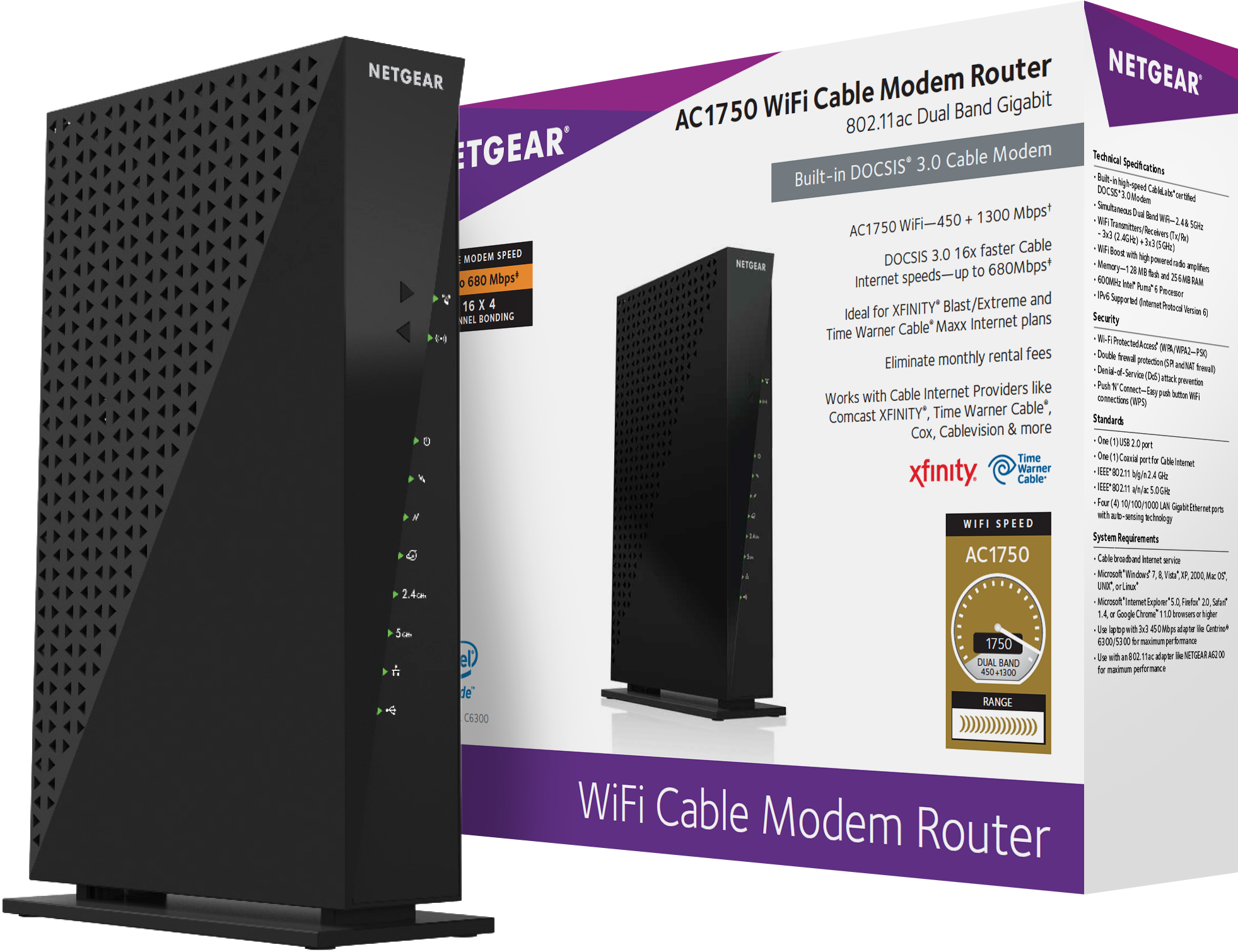 Download Netgear Ac1750 Wifi Cable Modem And Router Combo C6300 ...