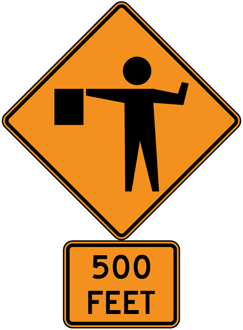 Flagger Ahead Sign - Free Transparent PNG Download - PNGkey