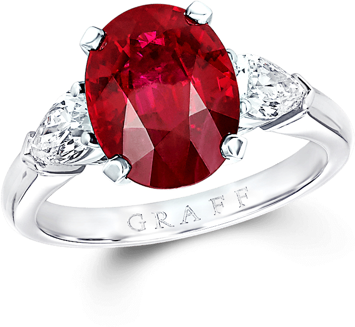 A Classic Graff Ring Featuring An Oval Shape Ruby With - Ruby - Free ...