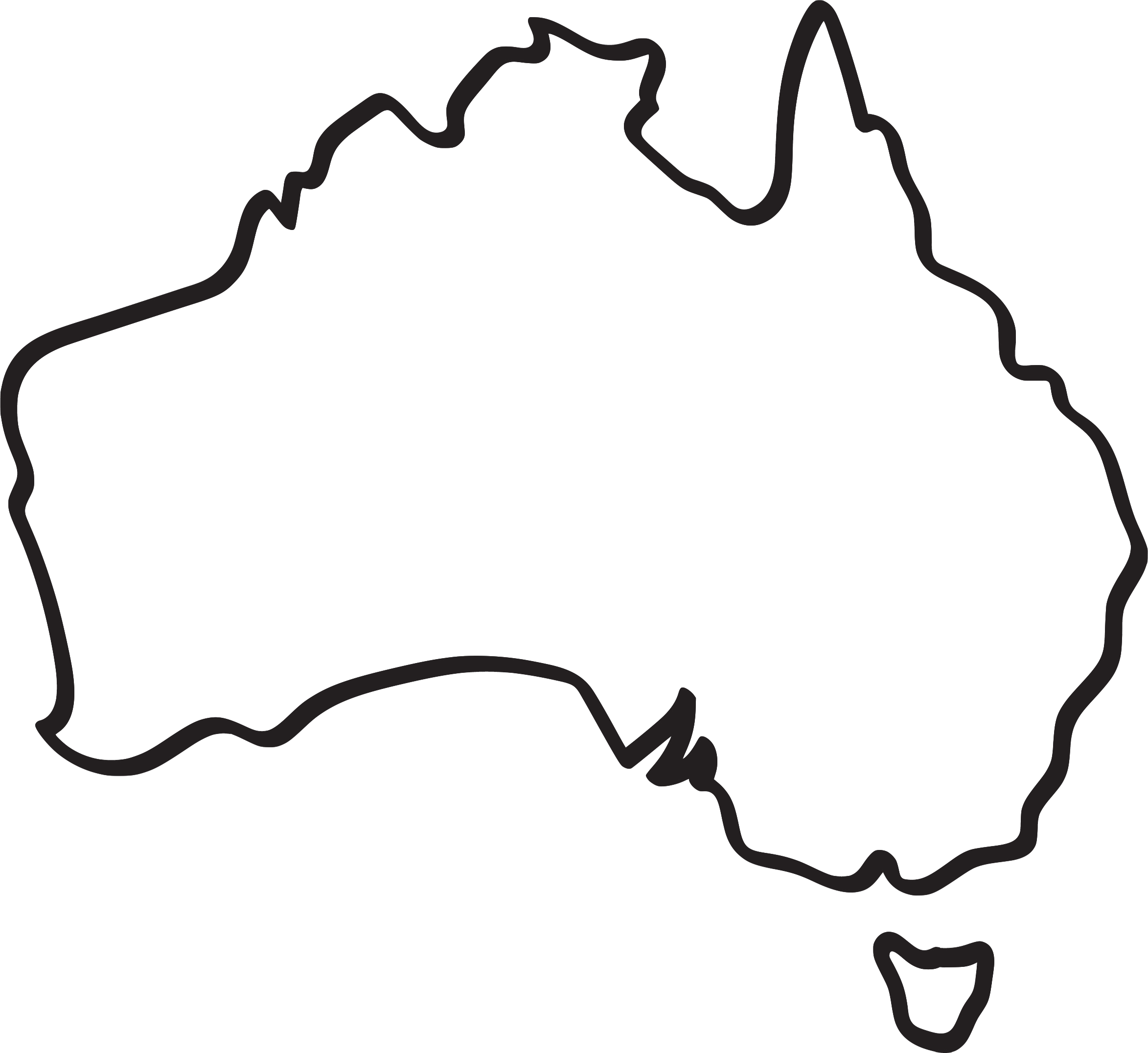 Sketch Of Australia Map - Free Transparent PNG Download - PNGkey