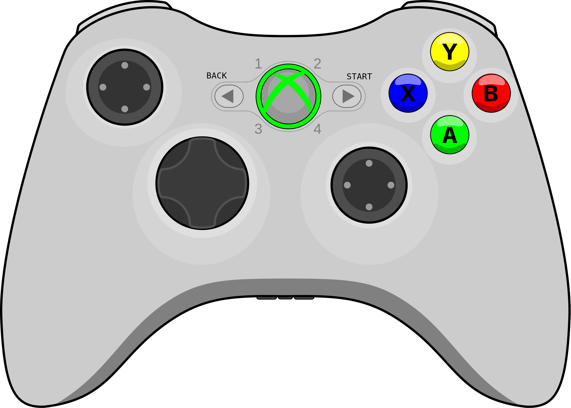 Free Vector Xbox Gamepad Clip Art - Xbox 360 Game Pad - Free ...