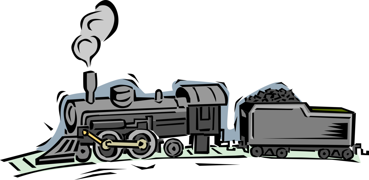 Vector Illustration Of Rail Transport Speeding Steam Vector Graphics