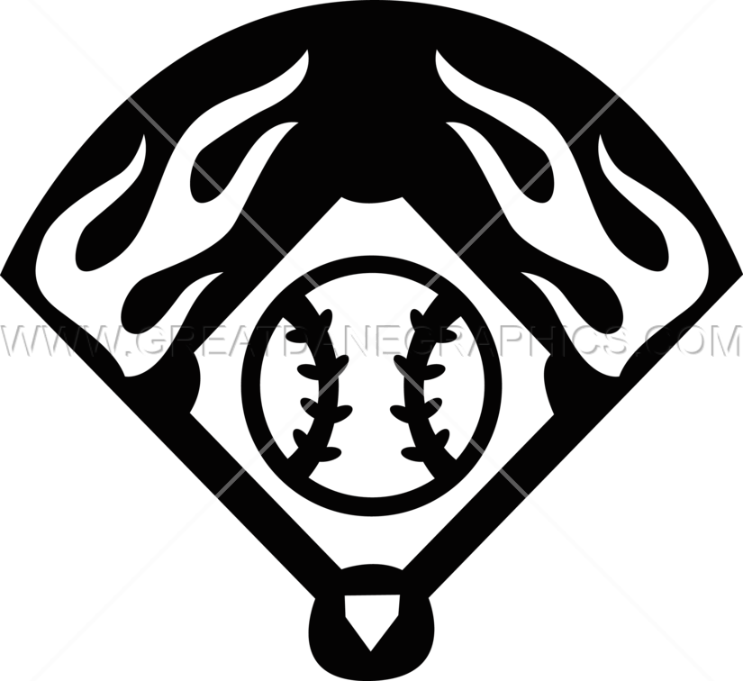 Download Flaming Baseball Field - Baseball On Fire Black And White PNG ...