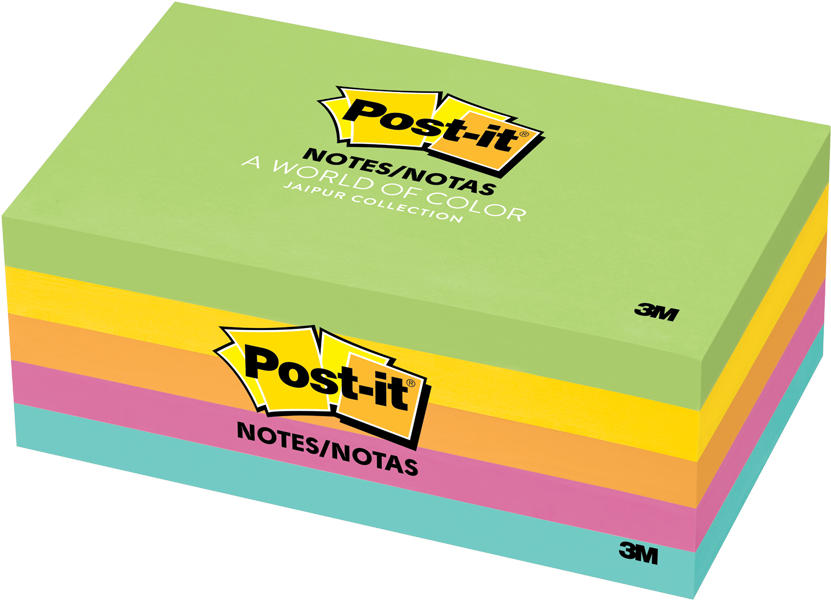 Post-it® Notes Assorted Jaipur Colours 3" X 5" - 3m Post-it Neon Plain ...