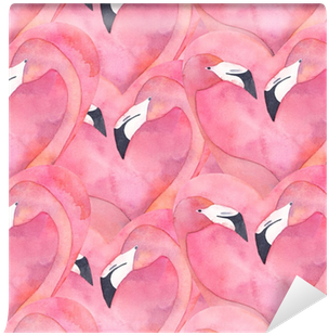 Seamless Pattern With Watercolor Pink Flamingo Couple - Paper Place A4 ...
