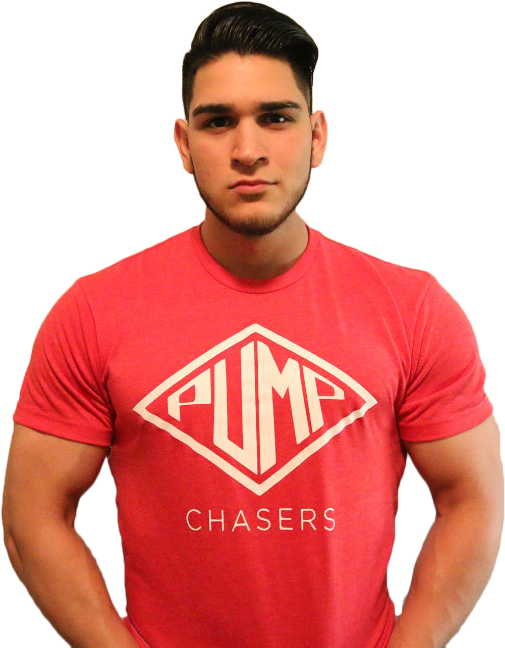 Download Pump Chasers Tri Blend T Shirt - Red Shirt White Letters PNG ...