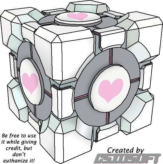 Companion Cube, Portal, Gate - Portal Companion Cube Drawing - Free ...