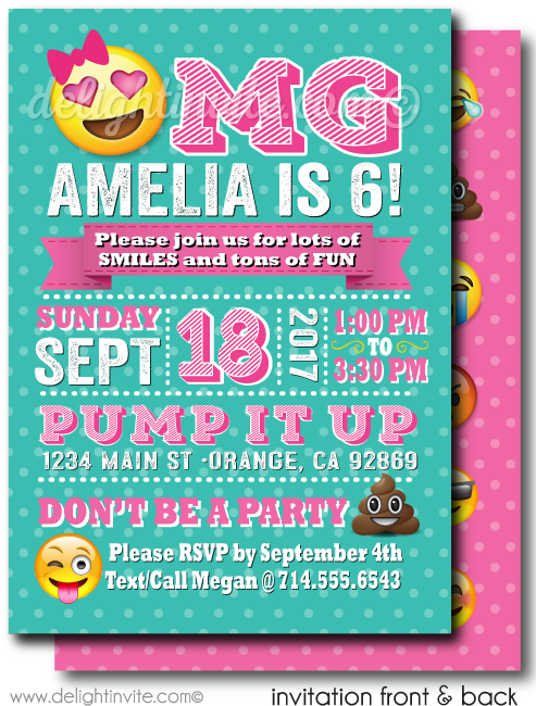 Omg Emoji Birthday Party Invitations - 8th Birthday Party Emoji ...