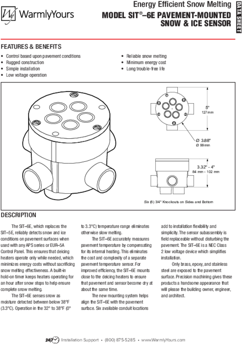 Download Energy Efficient Snow Melting Model Sit® 6e Pavement-mounted ...
