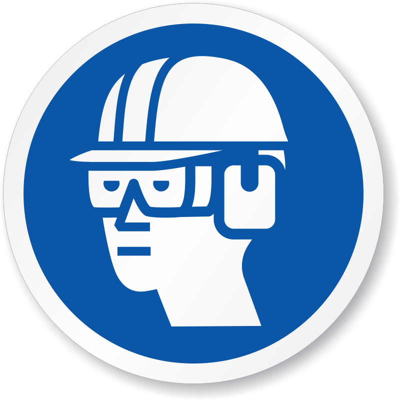 Wear Eye, Ear & Head Protection Symbol Iso Sign - Construction Safety ...
