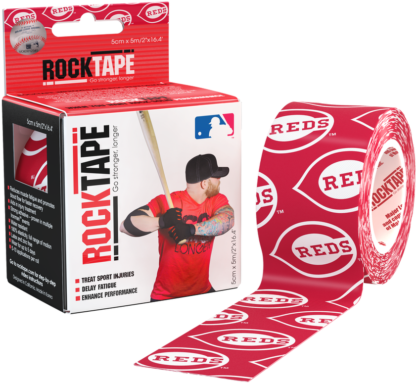 2" Cincinnati Reds - Rocktape Black Logo - Free Transparent PNG ...
