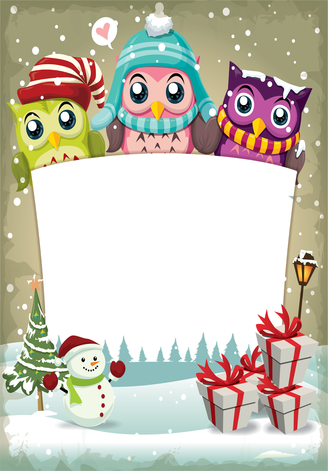 Download Cute Owl Frame - Winter Owl Frame PNG Image with No Background ...