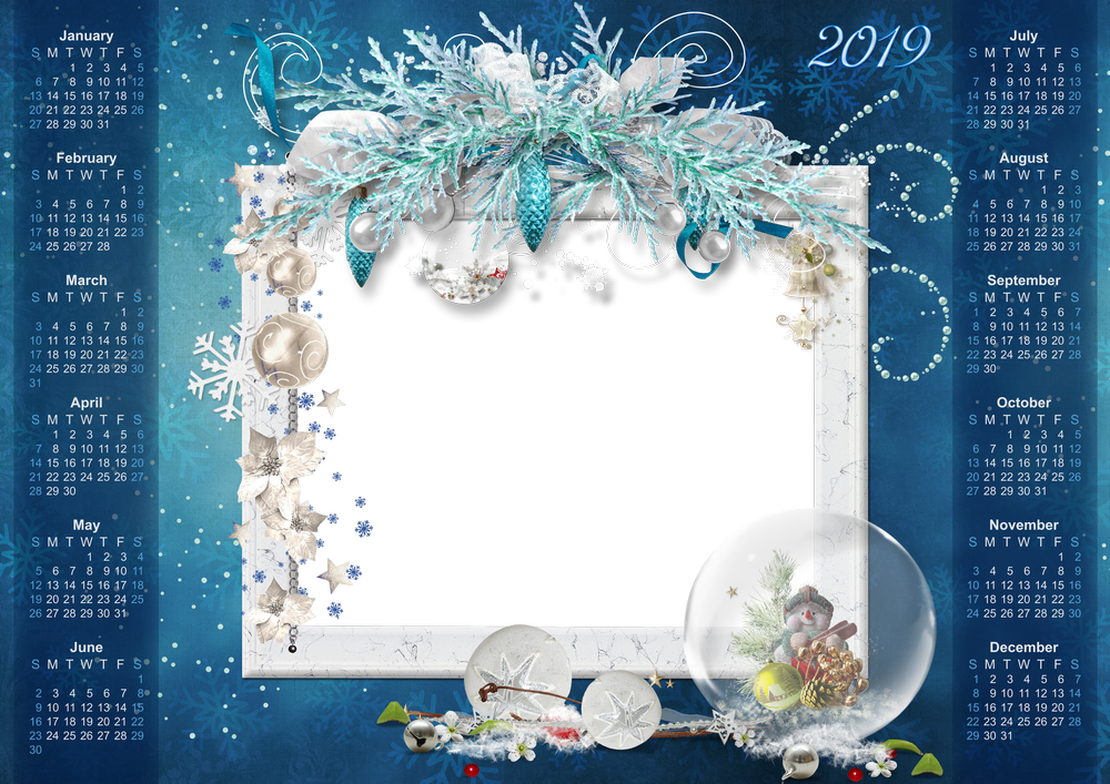 2019 - 2018 Calendar - 2019 Calendar Frame Png - Free Transparent PNG ...