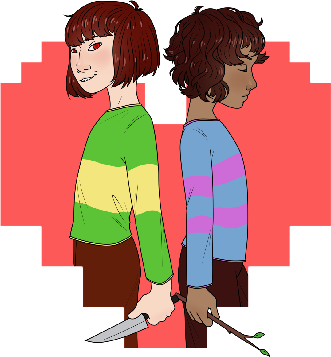 A Drawing Of Chara And Frisk From Undertale From The - Cartoon - Free ...