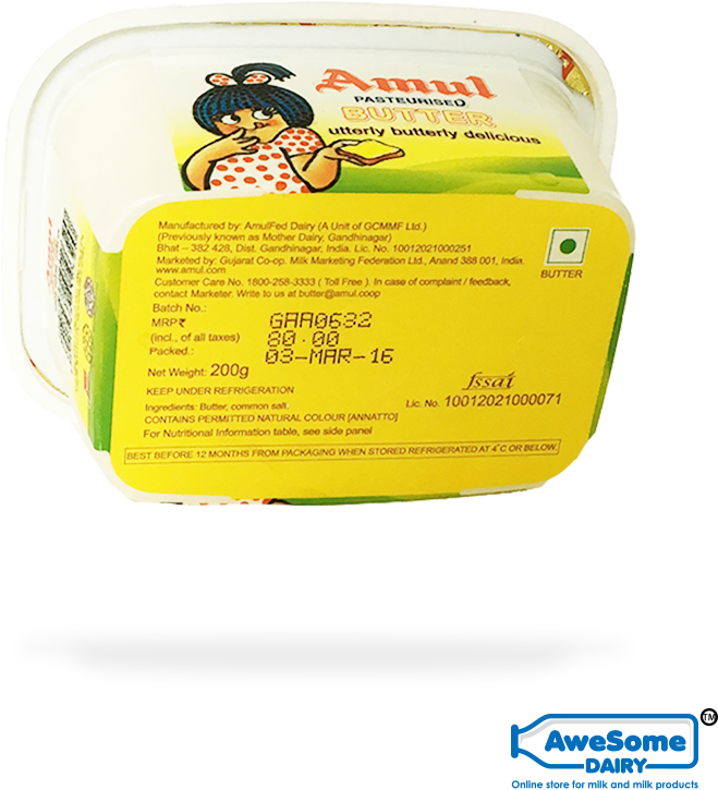 Amul Pasteurised Butter 200g - Amul Butter - Free Transparent PNG ...
