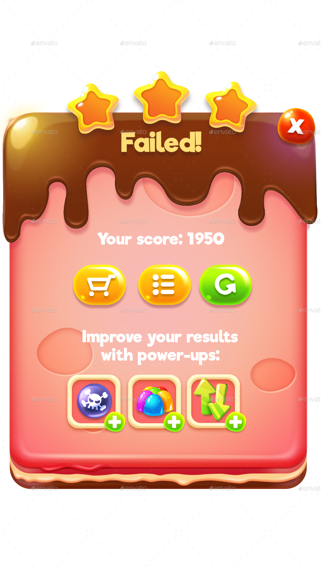 Download Failed - Match 3 Level Failed PNG Image with No Background ...