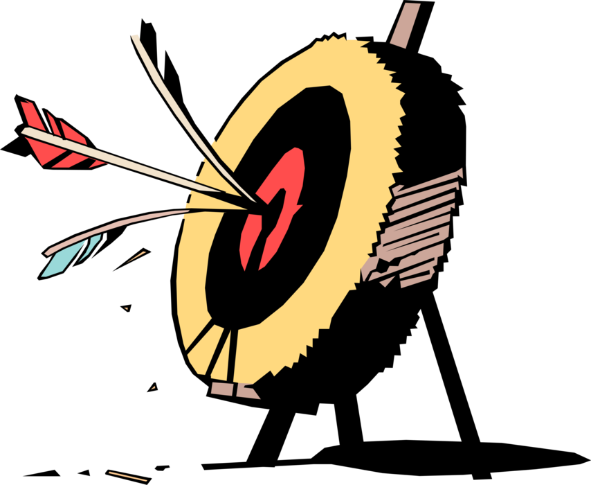 Vector Illustration Of Middle Ages Archery Arrows Hit - Free ...