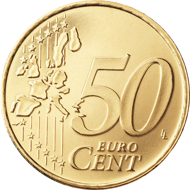 Download Double Sided 50 Cent Euro Coin [50c Euro] Heads On PNG Image ...