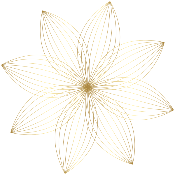 Gold Flower Decoration Transparent Clip Art Image - Line Art - Free ...