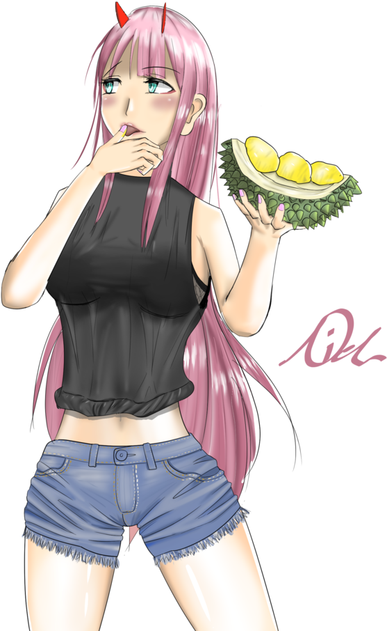 Zero Two Eating Durians - Cartoon - Free Transparent PNG Download - PNGkey