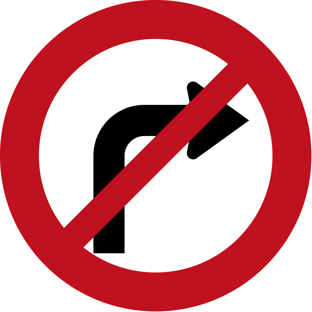 Download New Zealand Road Sign R3 2 No Right Turn Png Image With No Background
