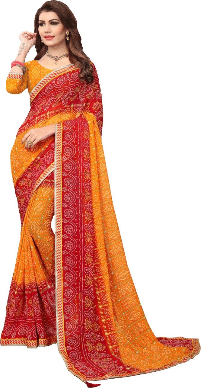 Download Bandhani Saree - Silk PNG Image with No Background - PNGkey.com
