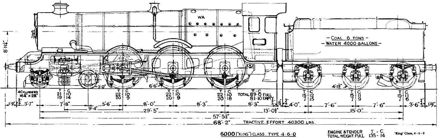 King Class General Arrangement - Gwr Hall Drawings - Free Transparent ...