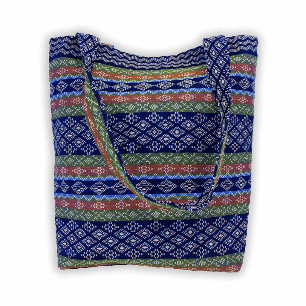 Blue Green Tan Checker Diamond Pattern Tote Bag - Patchwork - Free ...