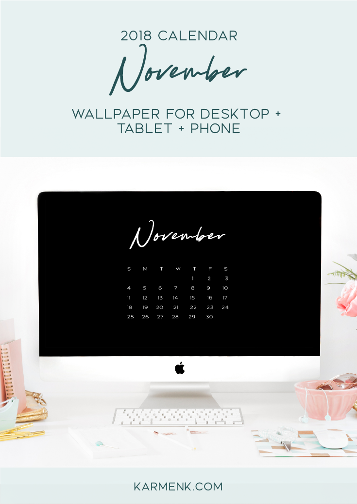 Free November 2018 Digital Calendar Wallpaper Backgrounds - Computer ...