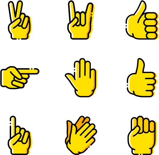 Hand & Gestures 220 Icons - Yellow Icons - Free Transparent PNG ...