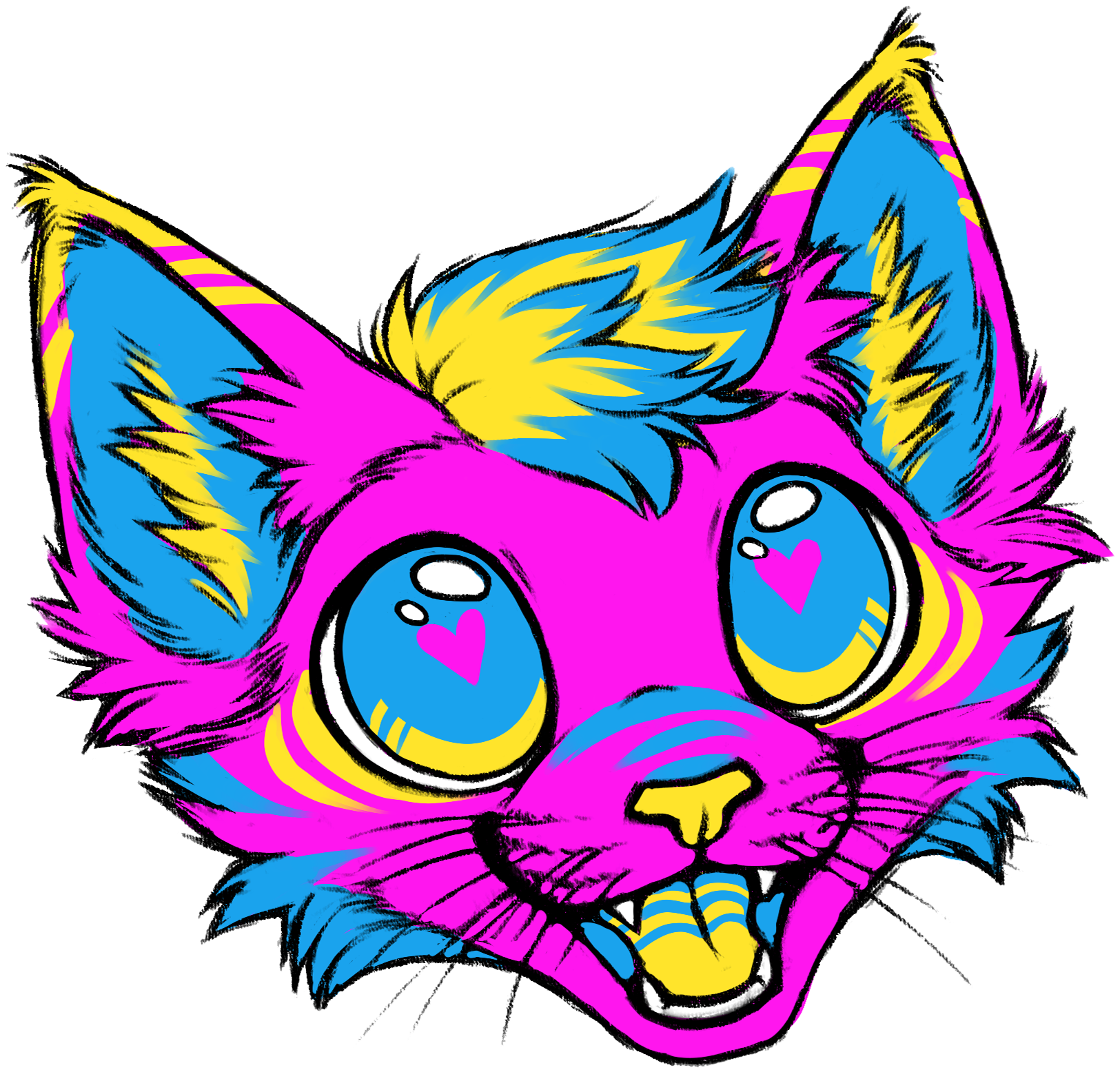 Download Neon-kitty - Cartoon PNG Image with No Background - PNGkey.com