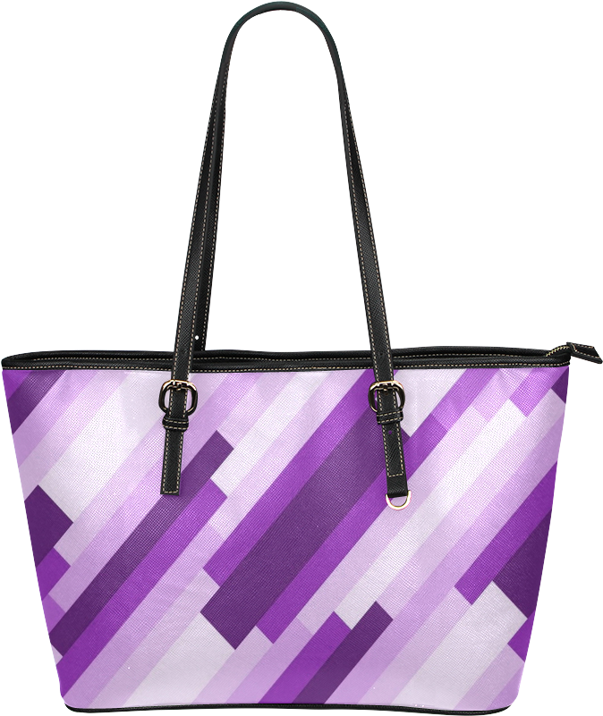 Download Shades Of Purple Diagonal Stripes Leather Tote Bag/large ...