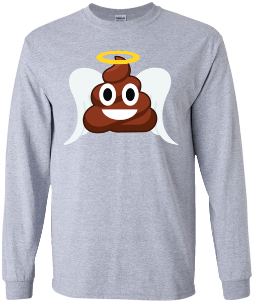 Download Christmas Angel Poop Emoji Adult Ls - Shirt PNG Image with No ...
