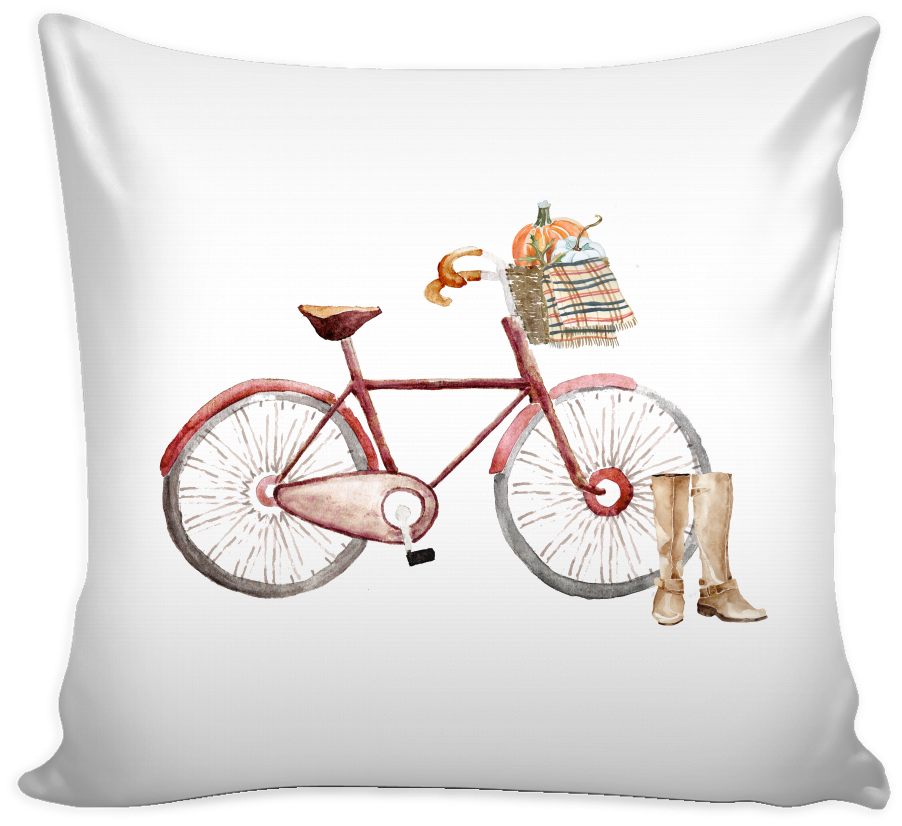Download Red Watercolor Fall Bicycle With Pumpkins And Throw - Pitbull ...