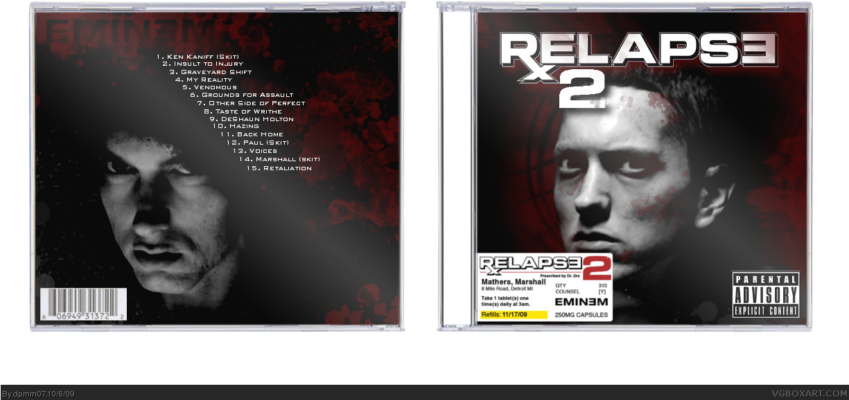 Download Relapse 2 Box Cover - Relapse 2 Eminem Tracklist PNG Image ...