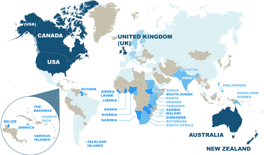 Download A World Map Showing The Anglosphere - Map Of Where English Is ...