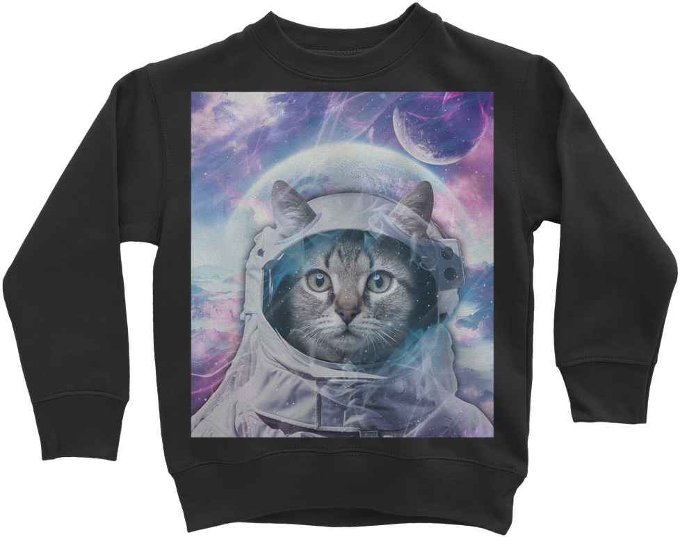 Download Astro Cat Classic Kids Sweatshirt - Sweatshirt PNG Image with ...