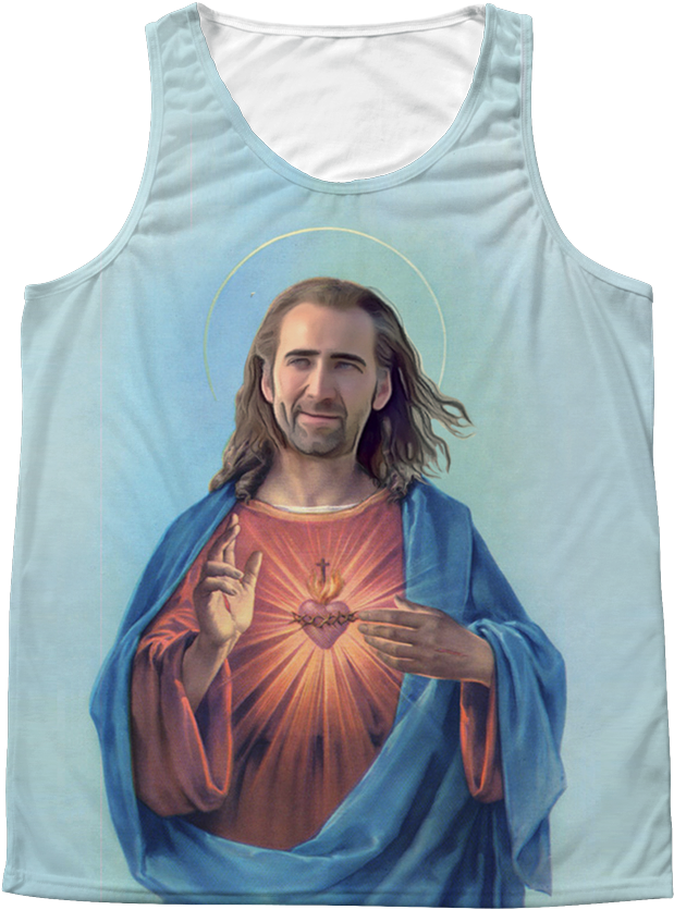 Download Nicolas Cage As Jesus Tank - Jesus Christ With Heart PNG Image ...