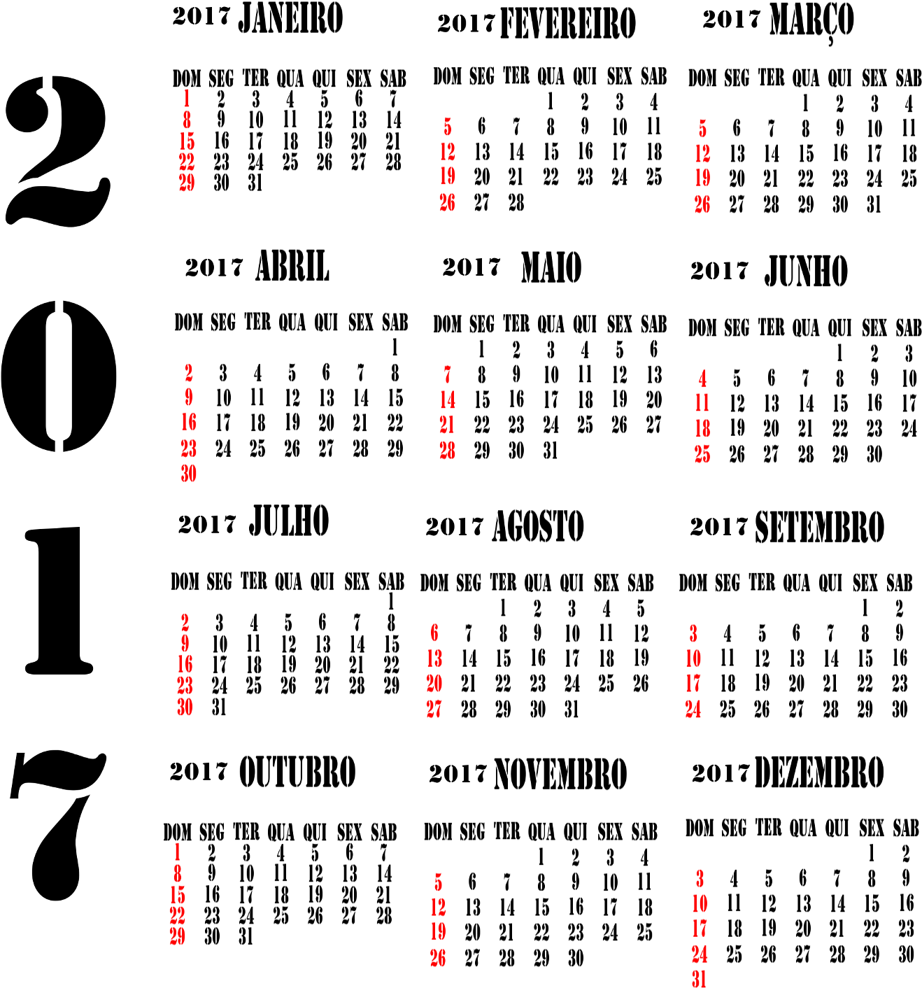 Download Calendã¡rio 2017 1 - Calendar PNG Image with No Background ...